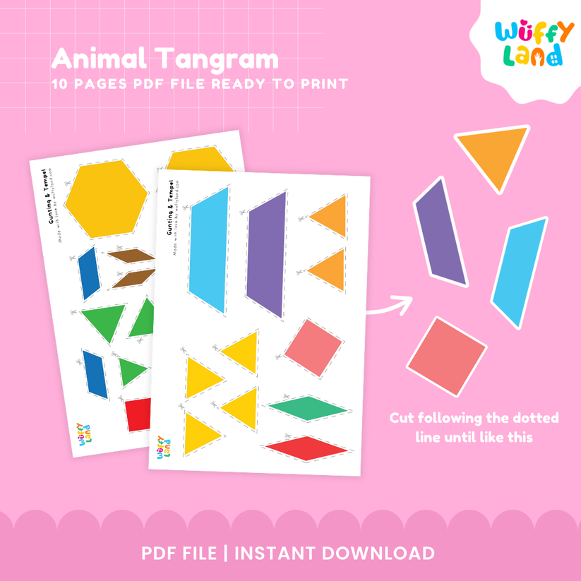 Animal Tangram Puzzle – Shape Building Printable – wuffyplayandlearn