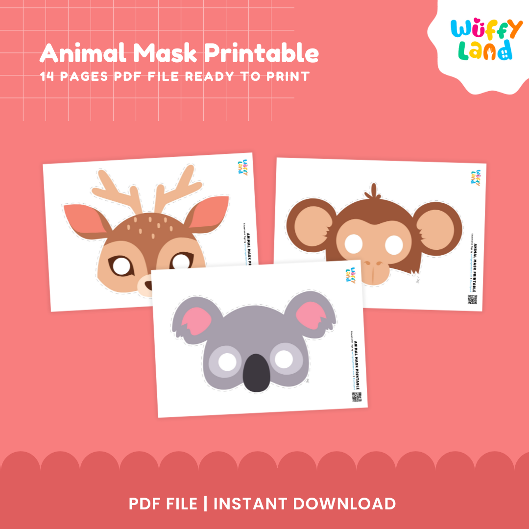 Animal Face Masks – Printable Party Masks for Kids – wuffyplayandlearn