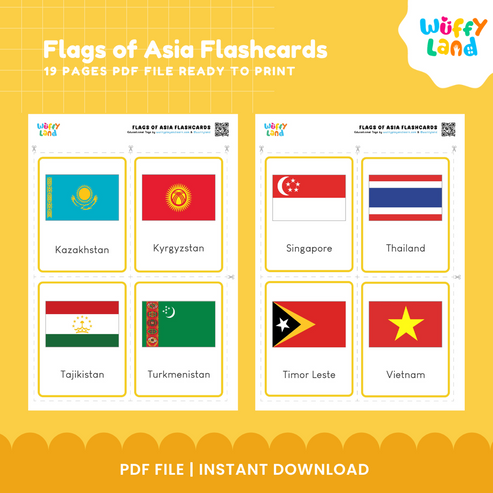 Flags of Asia Flashcards – 47 Printable Cards for Geography Learning ...