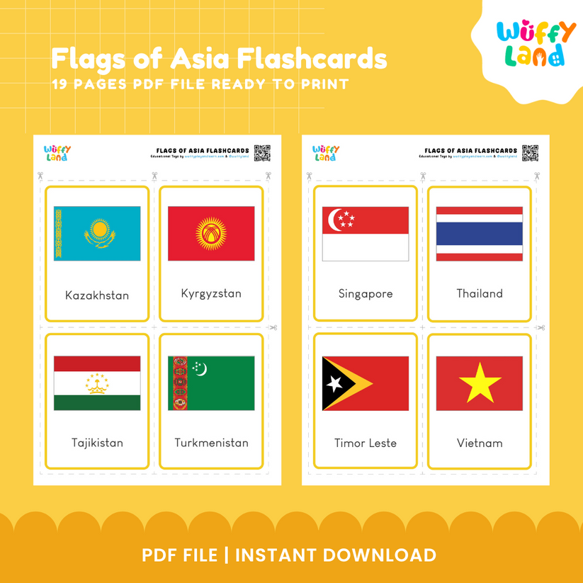 Flags of Asia Flashcards – 47 Printable Cards for Geography Learning ...