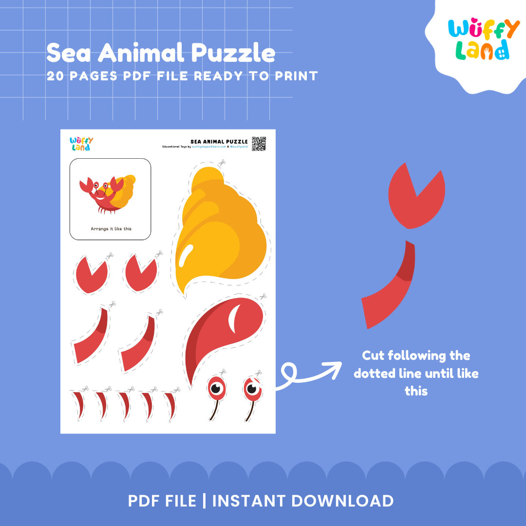 Sea Animal Puzzle – Ocean Theme Cut and Paste Activity – wuffyplayandlearn