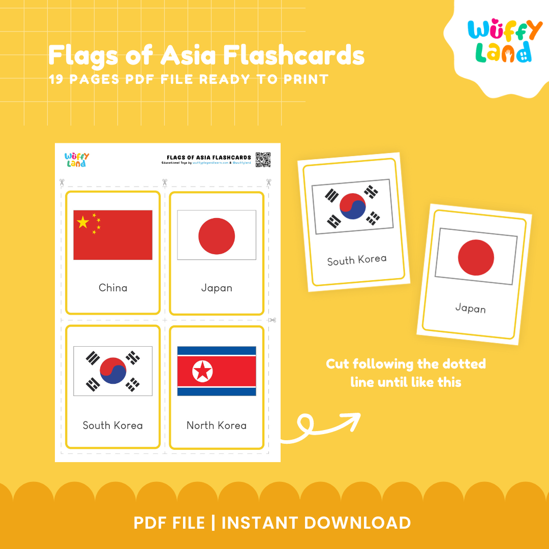 Flags of Asia Flashcards – 47 Printable Cards for Geography Learning ...