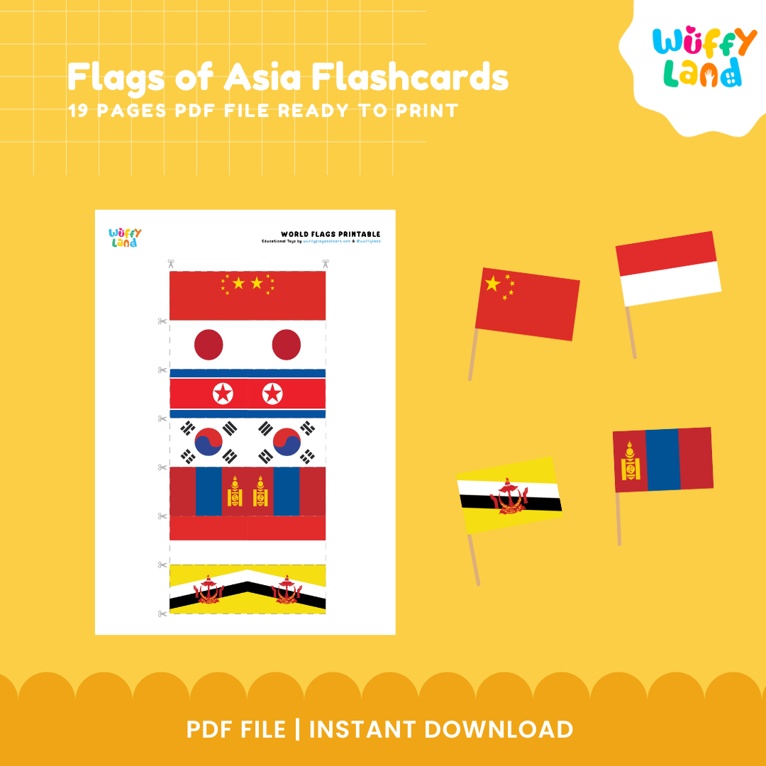 Flags of Asia Flashcards – 47 Printable Cards for Geography Learning ...