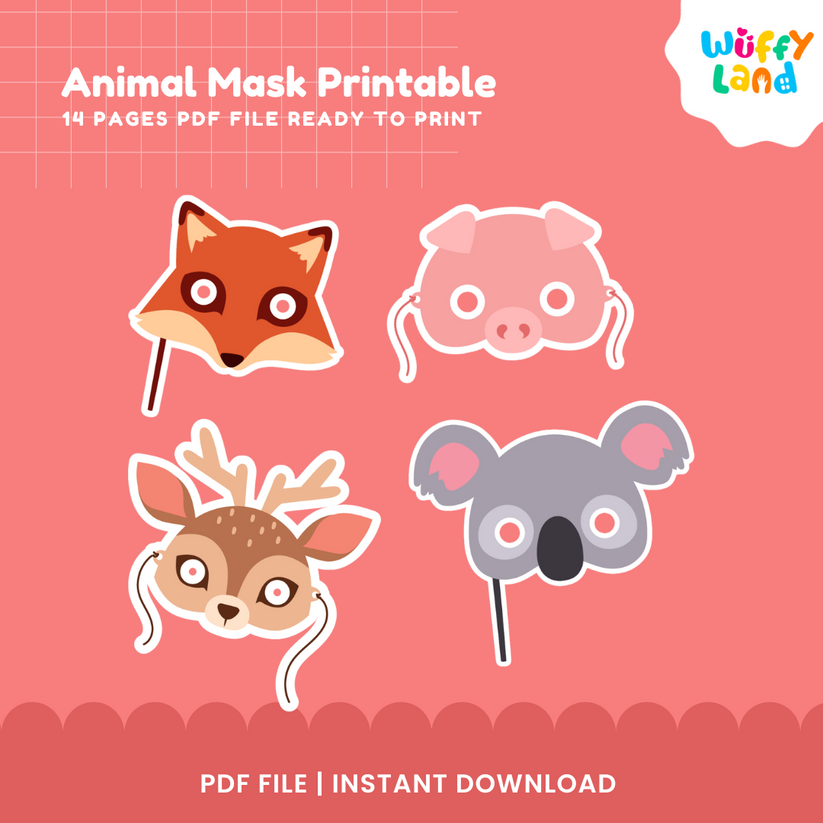 Animal Face Masks – Printable Party Masks for Kids – wuffyplayandlearn