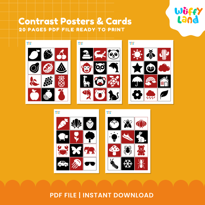 Contrast Posters & Cards for Babies - High Contrast Visual Stimulation ...