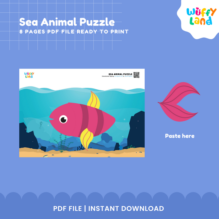 Sea Animal Puzzle – Ocean Theme Cut and Paste Activity – wuffyplayandlearn