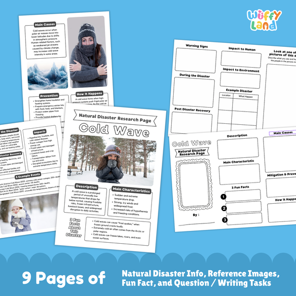 COLD WAVE Natural Disaster Research Project | Earth Science Worksheets ...