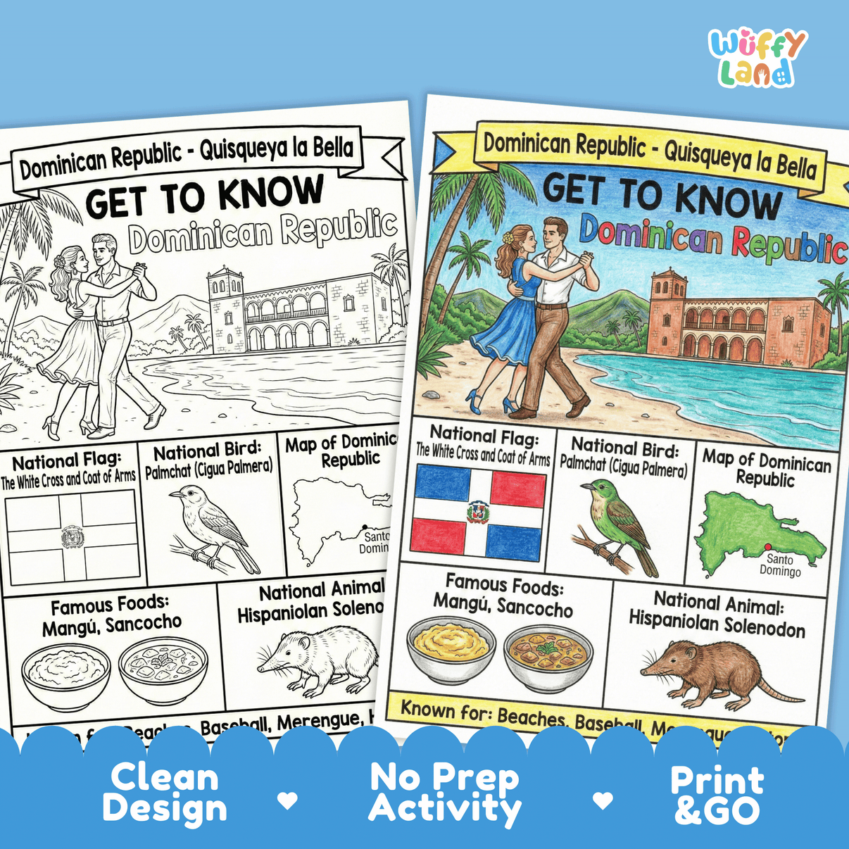 Dominican Republic Country Study Geography Coloring Page Worksheet Act ...