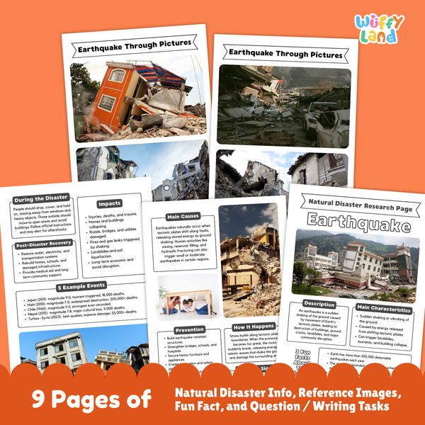 EARTHQUAKE Natural Disaster Research Project | Earth Science Worksheet ...