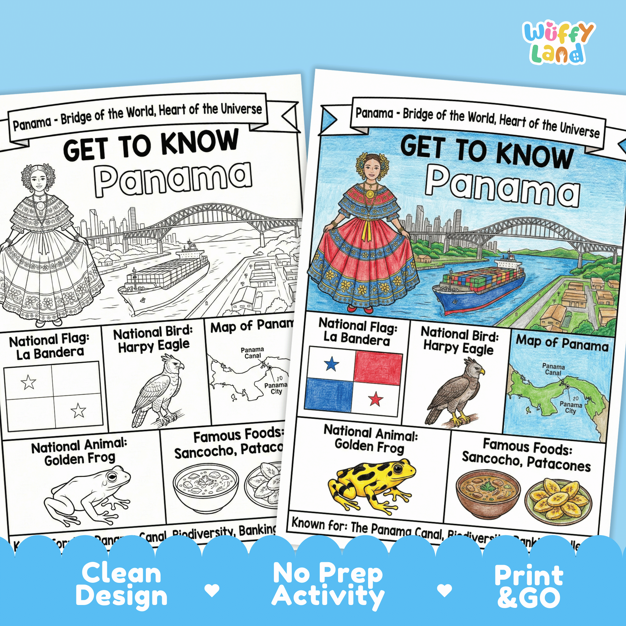 Panama Country Study Geography Coloring Page Worksheet Activity ...