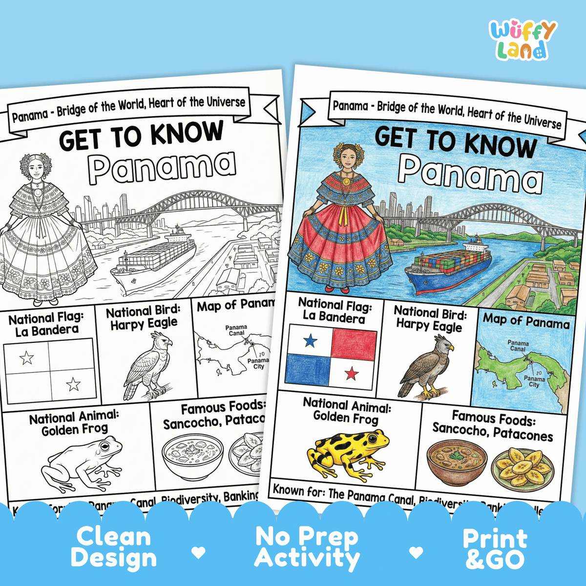 Panama Country Study Geography Coloring Page Worksheet Activity ...