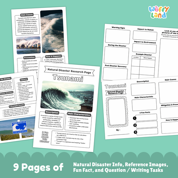 Tsunami Natural Disaster Research Project | Earth Science Worksheets ...