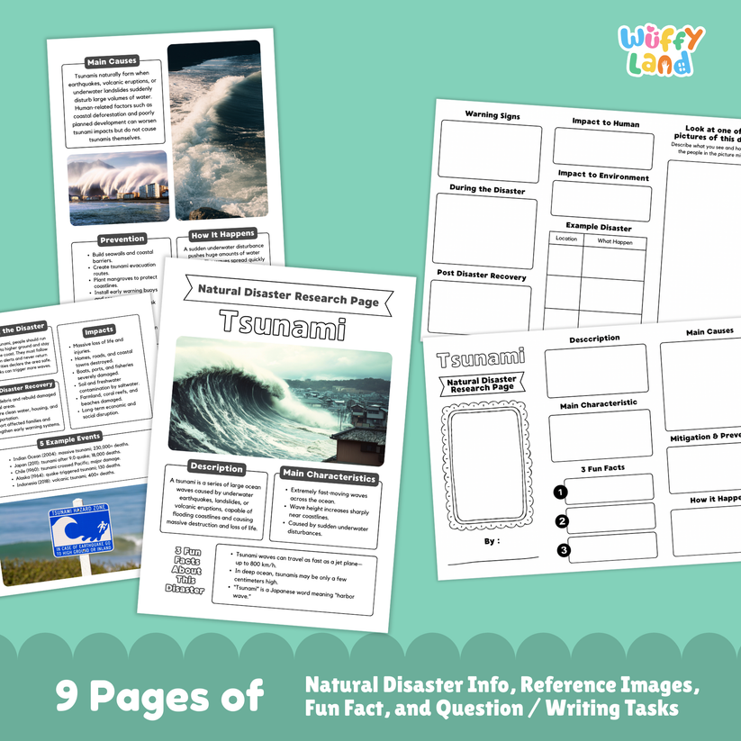 Tsunami Natural Disaster Research Project | Earth Science Worksheets ...